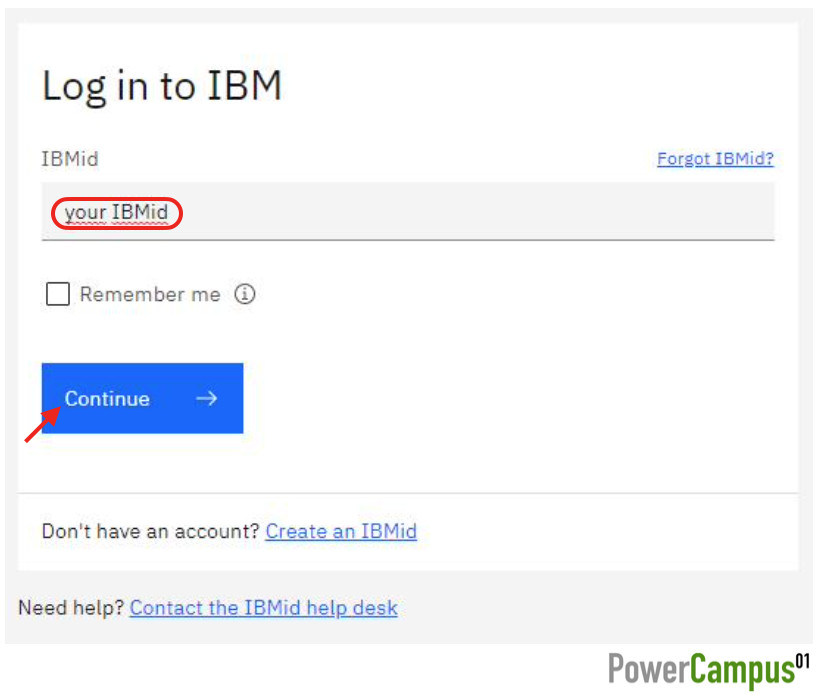 Login with the IBMid - PowerCampus 01